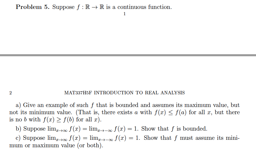 Solved Problem 5. Suppose f:R +R is a continuous function. | Chegg.com