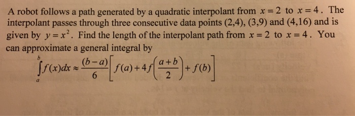 Solved A robot follows a path generated by a quadratic | Chegg.com