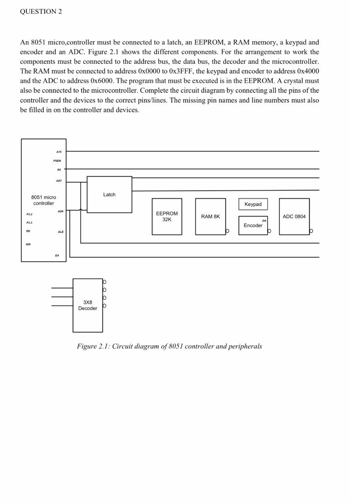Solved QUESTION 2 An 8051 micro,controller must be connected | Chegg.com