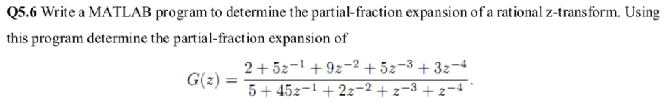 Solved Q5.6 Write a MATLAB program to determine the | Chegg.com