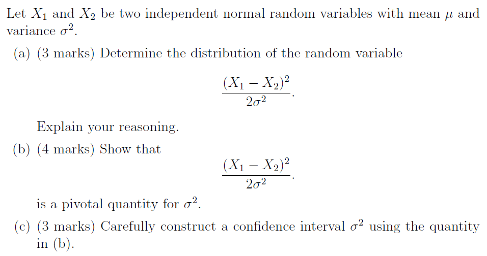 Let X1 and X2 be two independent normal random | Chegg.com