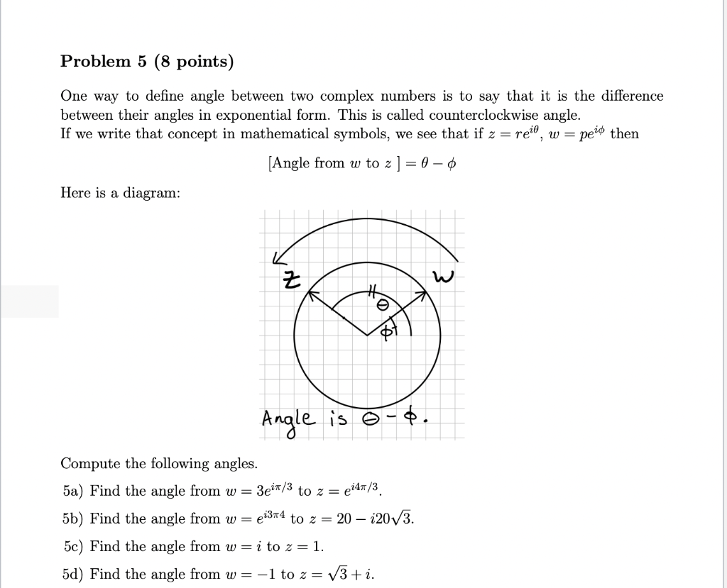 Solved Problem 5 (8 points) One way to define angle between | Chegg.com