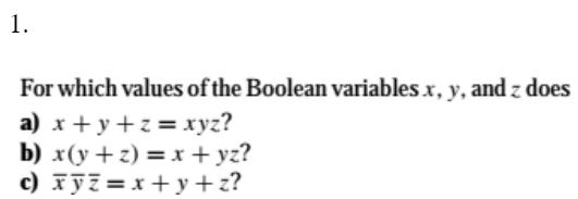 Solved For which values of the Boolean variables x,y, and z | Chegg.com