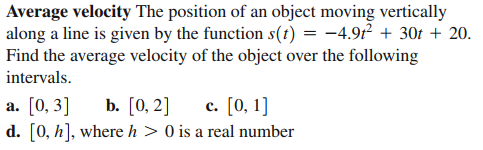 Solved Average velocity The position of an object moving | Chegg.com