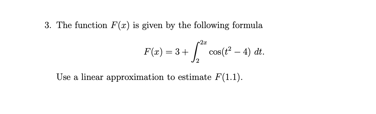 Solved The function F(x) is ﻿given by ﻿the following | Chegg.com