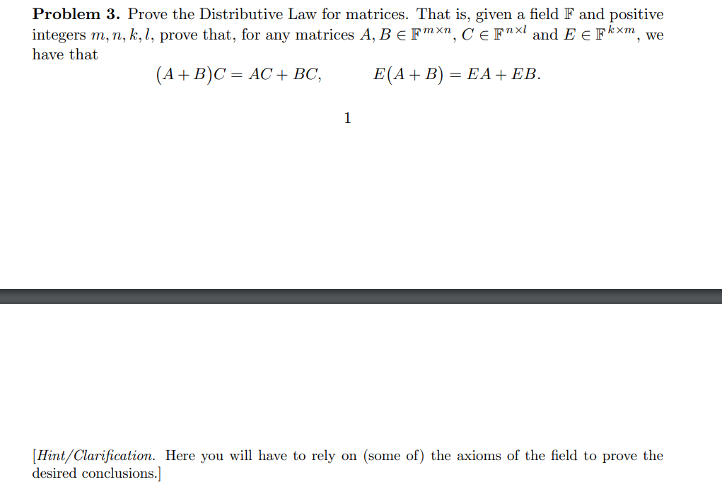 Solved we Problem 3. Prove the Distributive Law for | Chegg.com