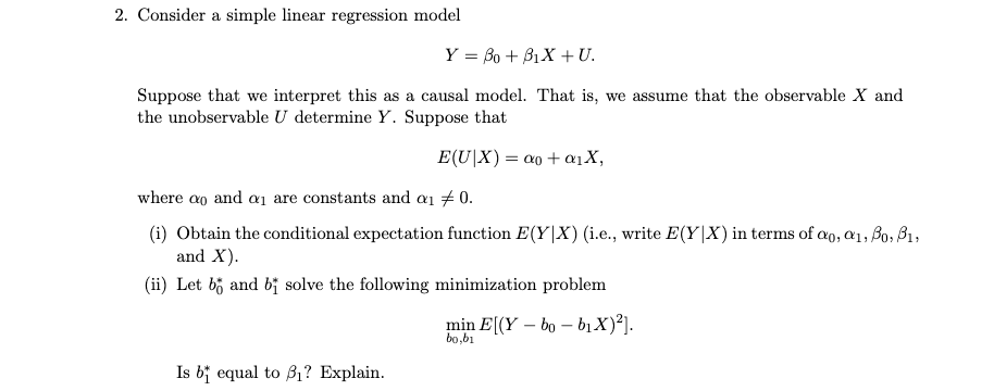 2. Consider a simple linear regression model | Chegg.com