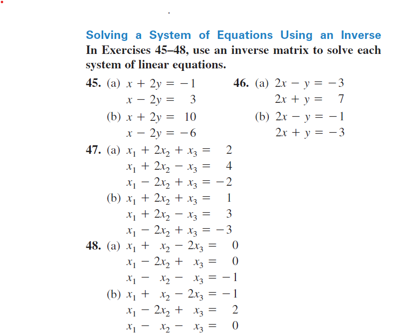 Solved I + Solving a System of Equations Using an Inverse In | Chegg.com