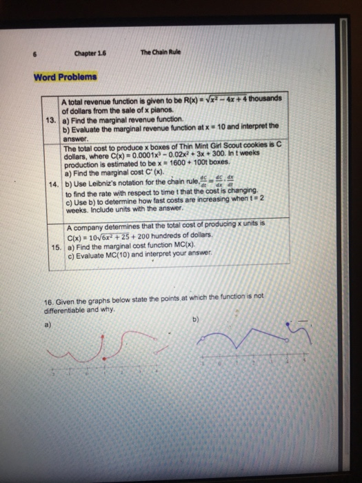 Solved Chapter 1.6 The Chain Rule Word Problems ·G.4x+4 | Chegg.com