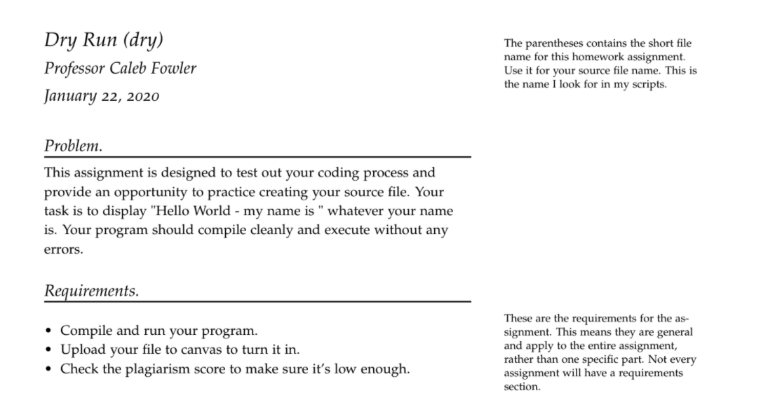 Solved Dry Run (dry) Professor Caleb Fowler January 22, 2020 | Chegg.com