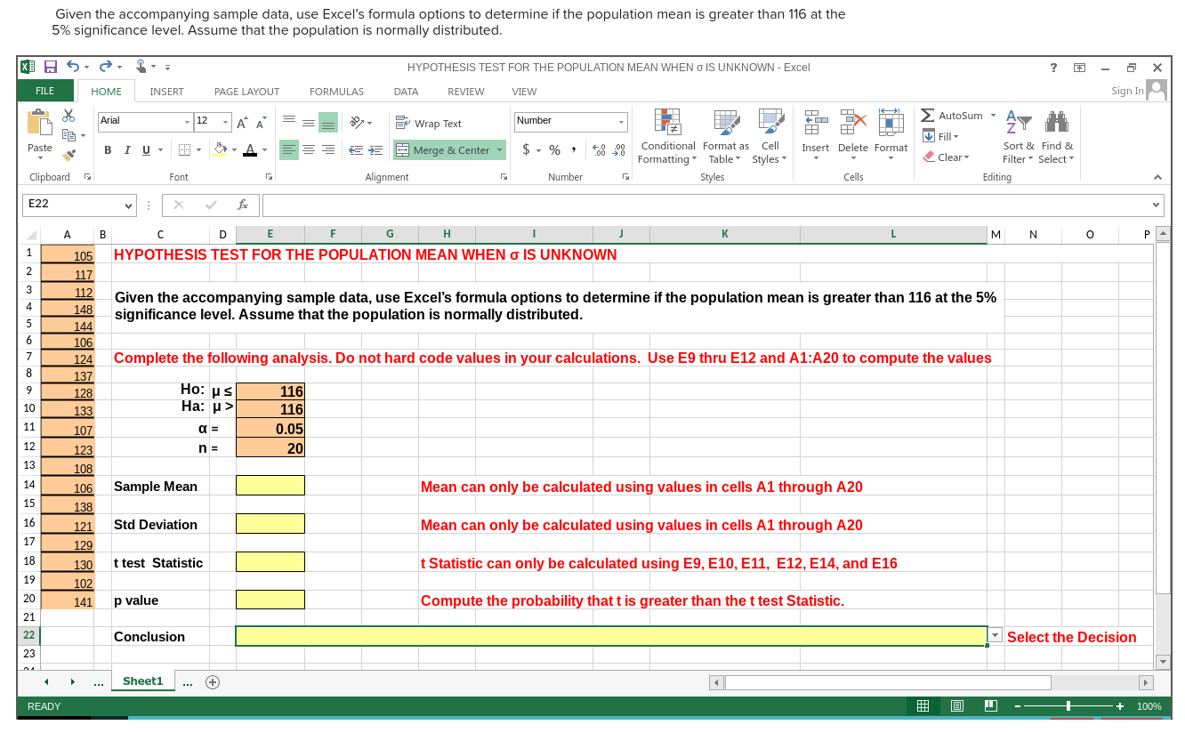 Solved XS FILE Paste E22 1 Given the accompanying sample | Chegg.com