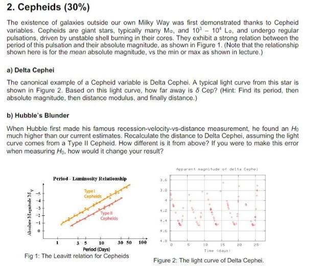 Solved Cepheids (30%)The existence of galaxies outside our | Chegg.com
