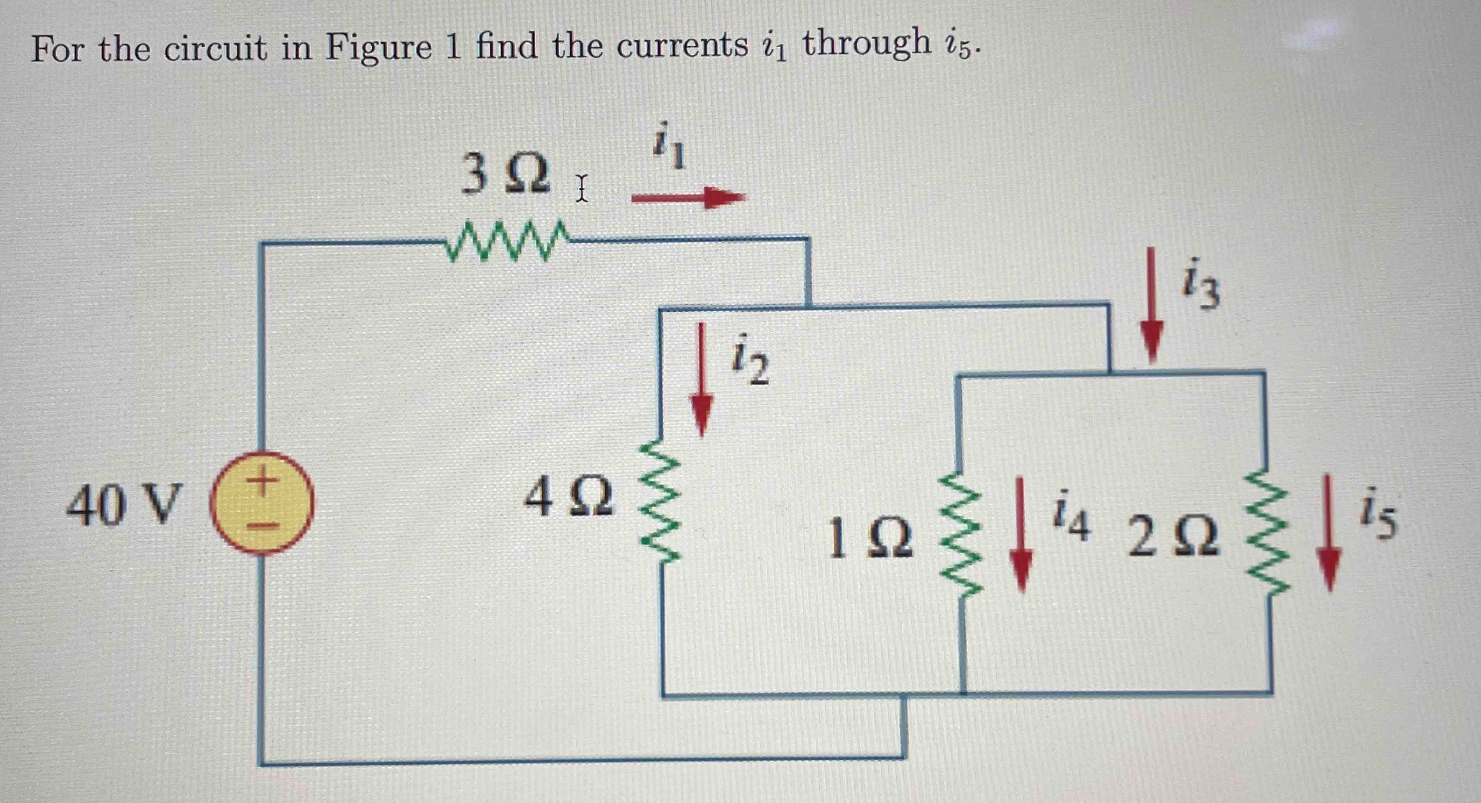 Solved For the circuit in Figure 1 ﻿find the currents i1 | Chegg.com
