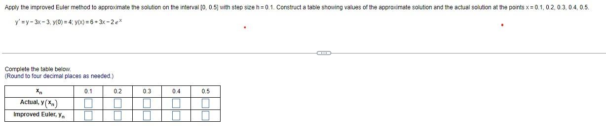 Solved Apply the improved Euler method to approximate the | Chegg.com