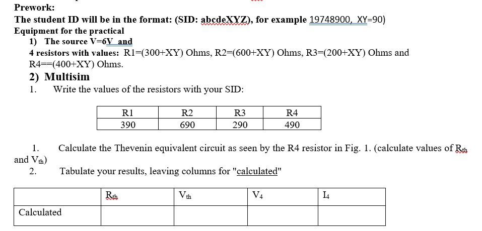Solved R1 R2 14 Vs +6v + V4 R3 R4 Fig. 1 Prework: The | Chegg.com