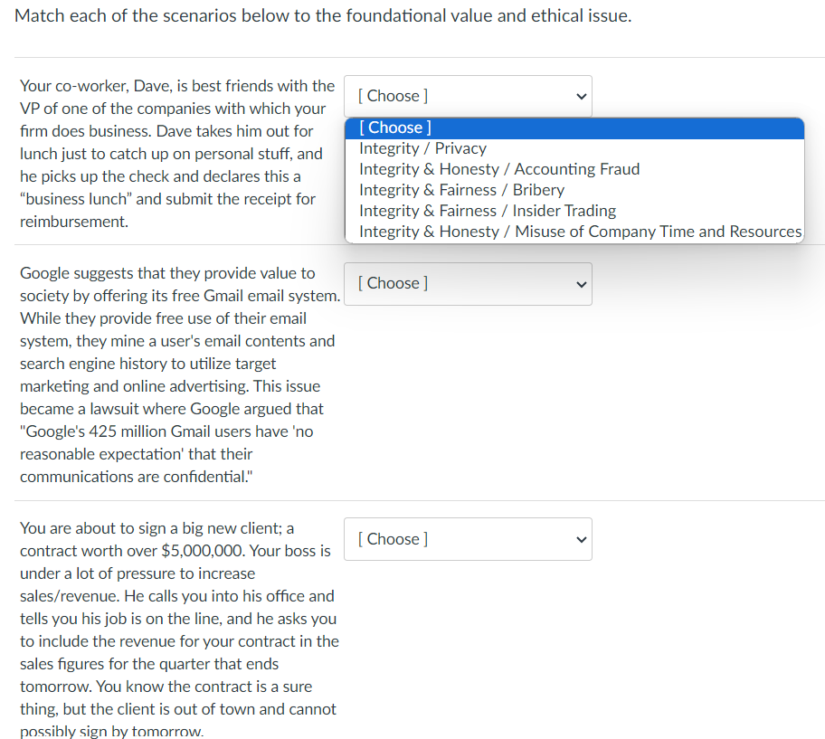 Solved Match each of the scenarios below to the foundational | Chegg.com
