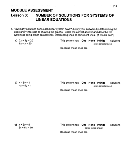 Solved MODULE ASSESSMENT Lesson 3: NUMBER OF SOLUTIONS FOR | Chegg.com