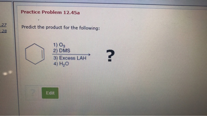 Solved Practice Problem 12.45e 27 Predict the product for | Chegg.com