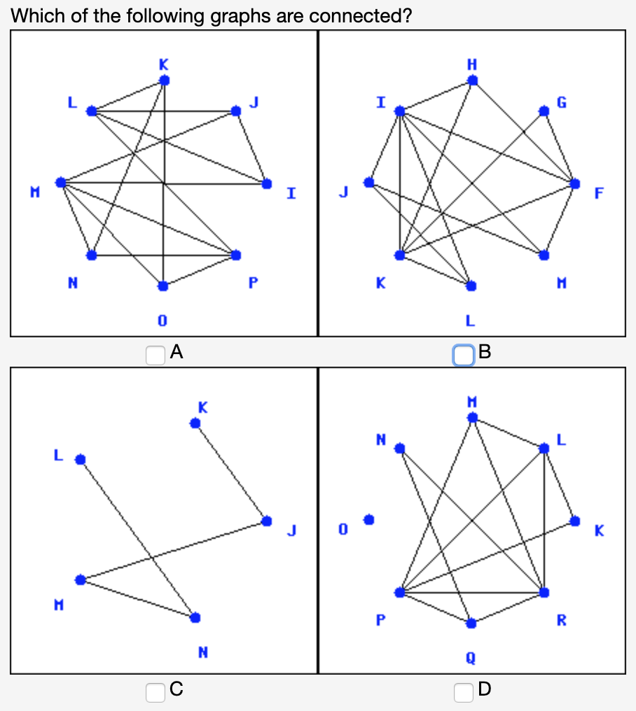Solved Which of the following graphs are connected? jo | Chegg.com