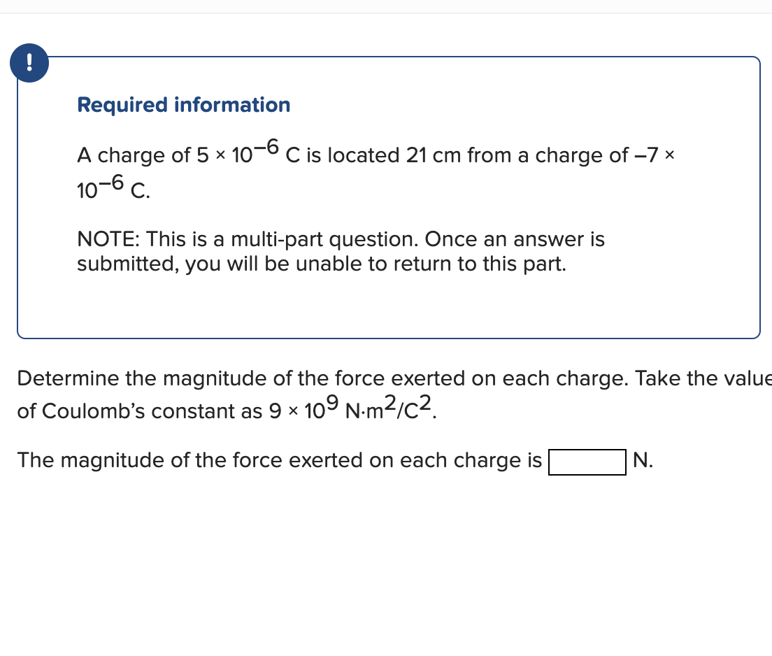 Solved Required information A charge of 5×10−6C is located | Chegg.com