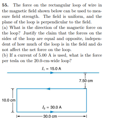 Solved 55. The force on the rectangular loop of wire in the | Chegg.com