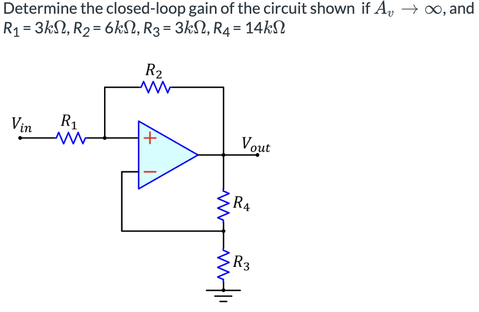 Solved Determine the closed-loop gain of the circuit shown | Chegg.com