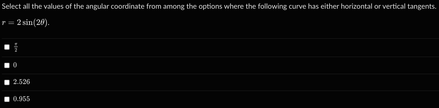Solved Select all the values of the angular coordinate from | Chegg.com