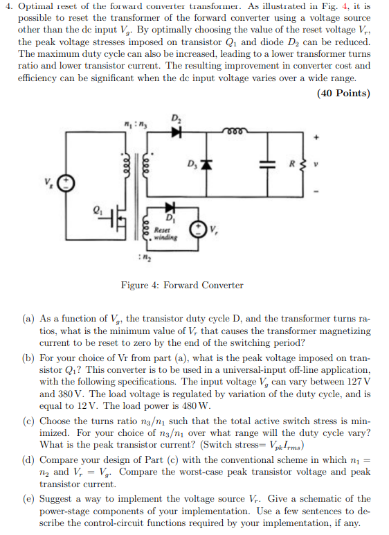 4. Optimal reset of the forward converter | Chegg.com