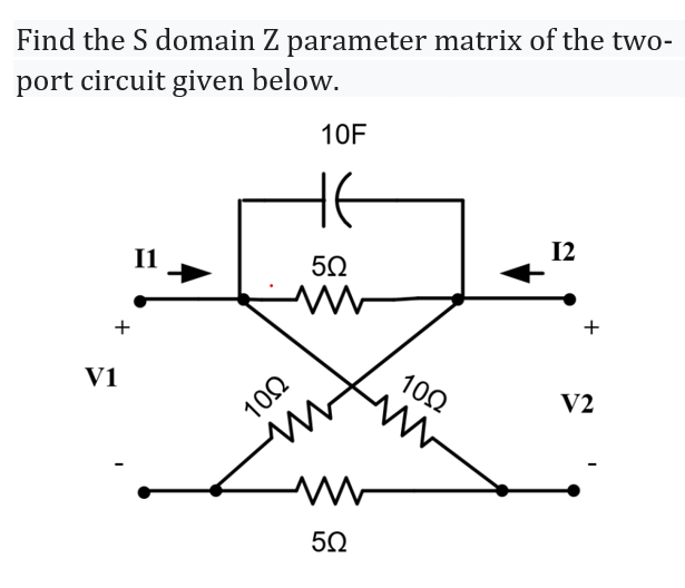 Solved Find the S domain Z parameter matrix of the two- port | Chegg.com