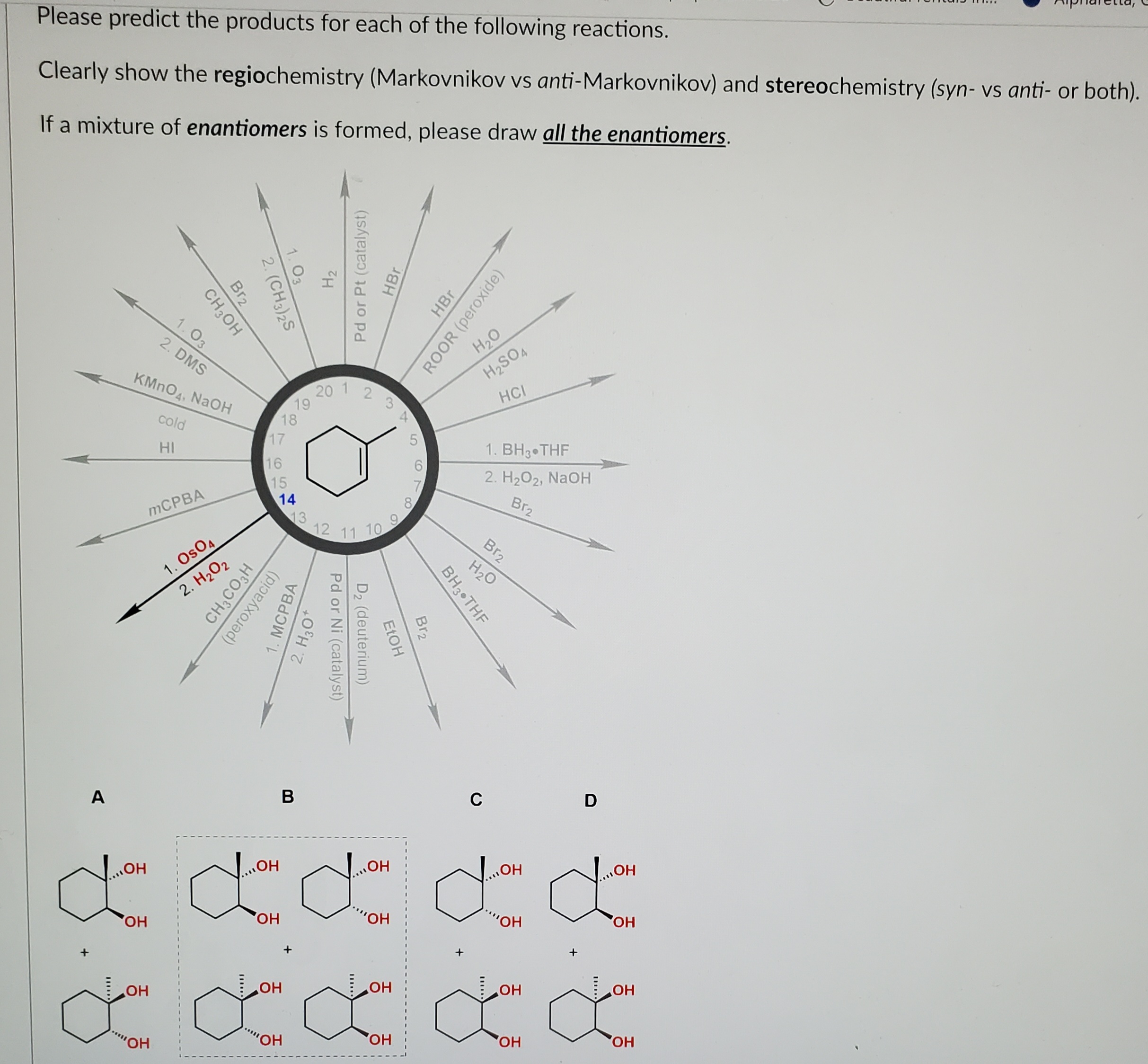 Solved Please predict the products for each of the following | Chegg.com