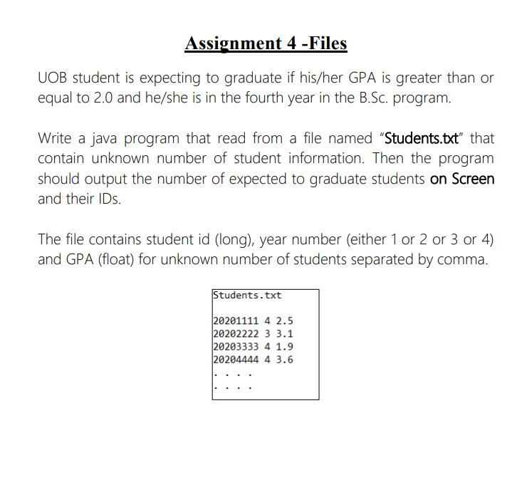 Solved Assignment 4 -Files UOB student is expecting to | Chegg.com