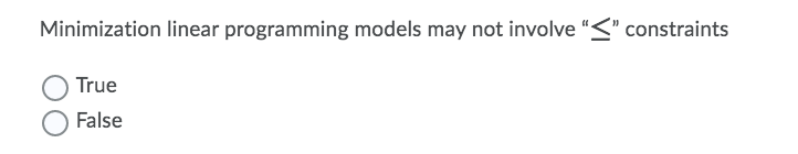 Solved Minimization linear programming models may not | Chegg.com