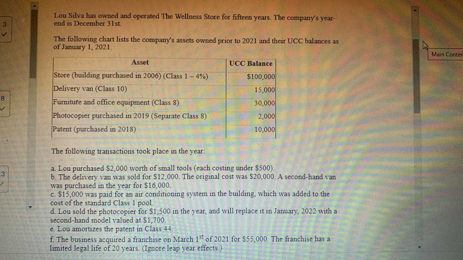 Solved What is the maximum CCA that can be claimed on the | Chegg.com