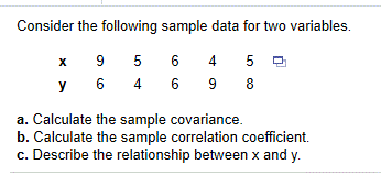 Solved Consider the following sample data for two variables. | Chegg.com