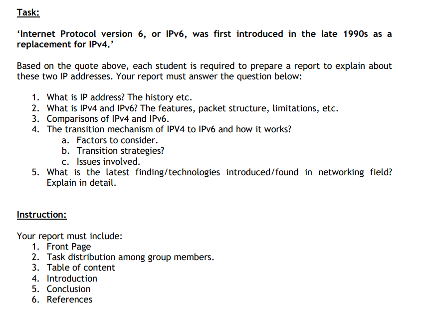 Solved 'Internet Protocol version 6, or IPv6, was first | Chegg.com