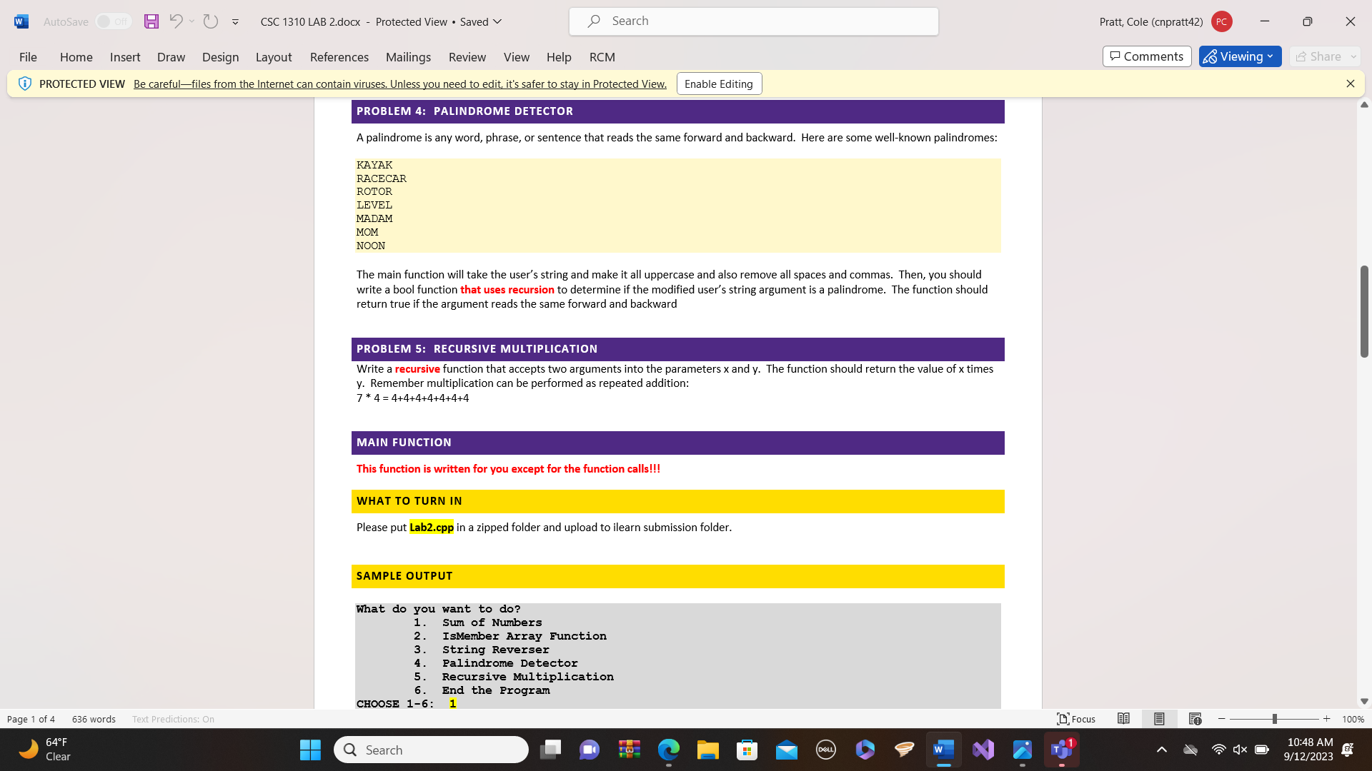 Solved You will implement 5 recursive problems described | Chegg.com