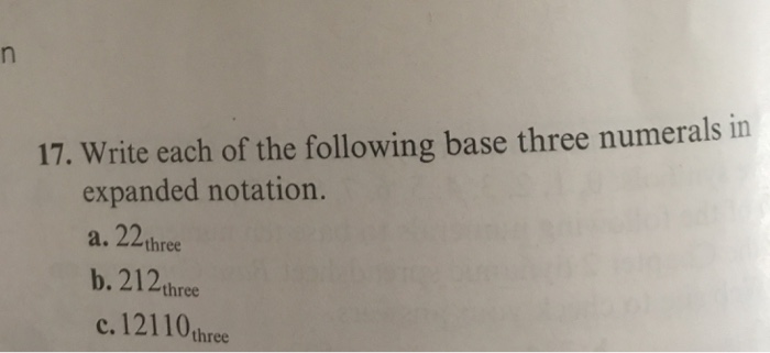 Solved Write each of the following base three numerals in | Chegg.com