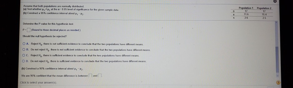 Solved Population 1 Population 2 Assume That Both