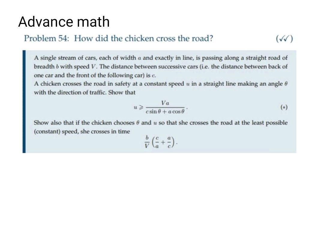 Solved Advance math Problem 54: How did the chicken cross | Chegg.com