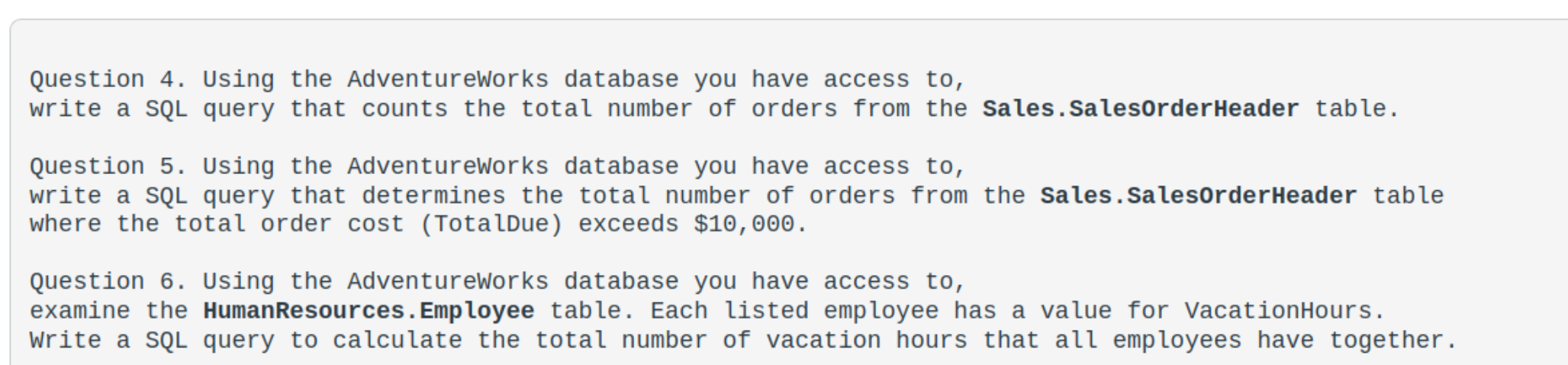 Solved Question 4. Using the Adventureworks database you | Chegg.com