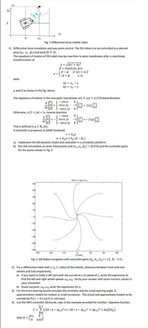 Solved Differential drive simulation and way point control. | Chegg.com