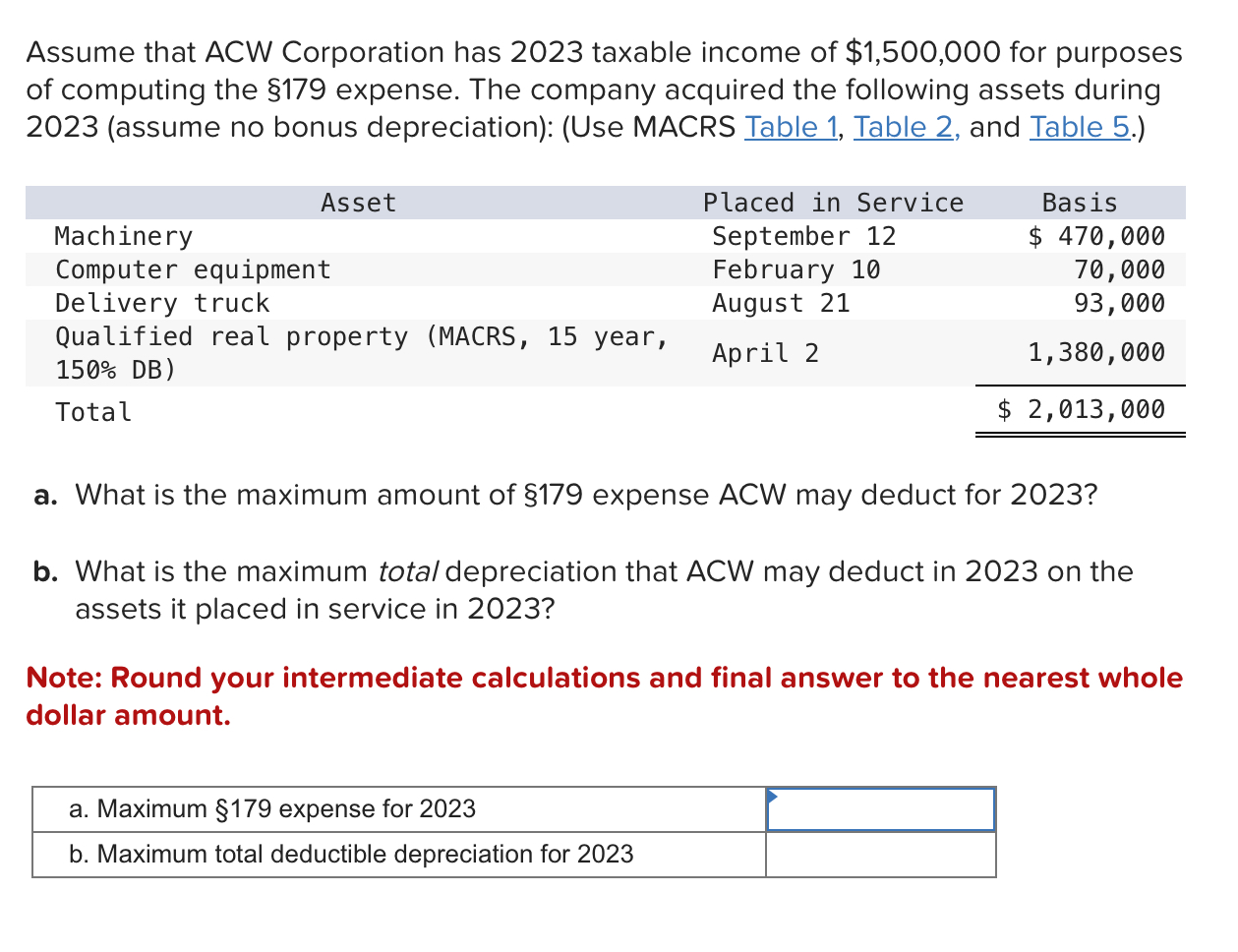 Solved Assume that ACW Corporation has 2023 taxable income | Chegg.com