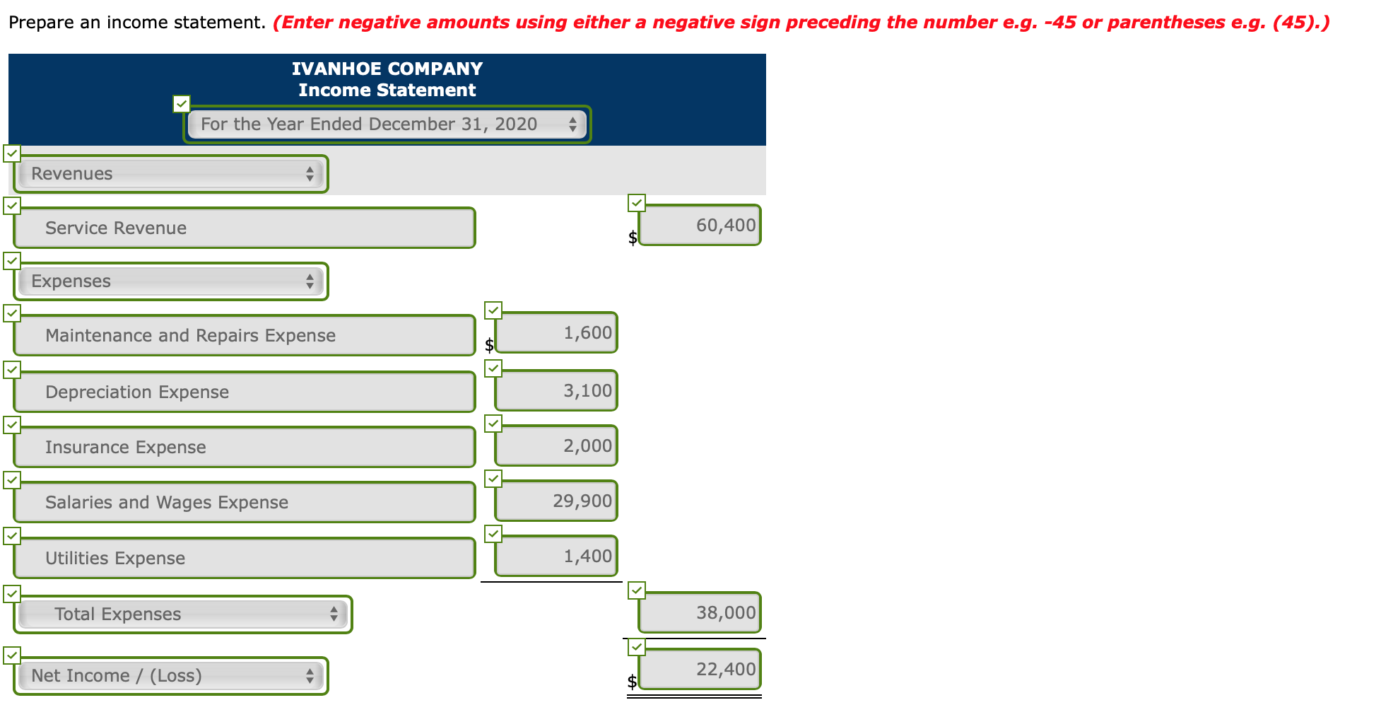 Solved The completed financial statement columns of the | Chegg.com