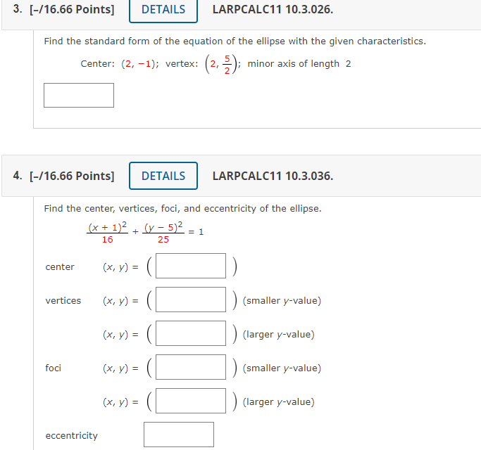 Solved Find the standard form of the equation of the ellipse | Chegg.com