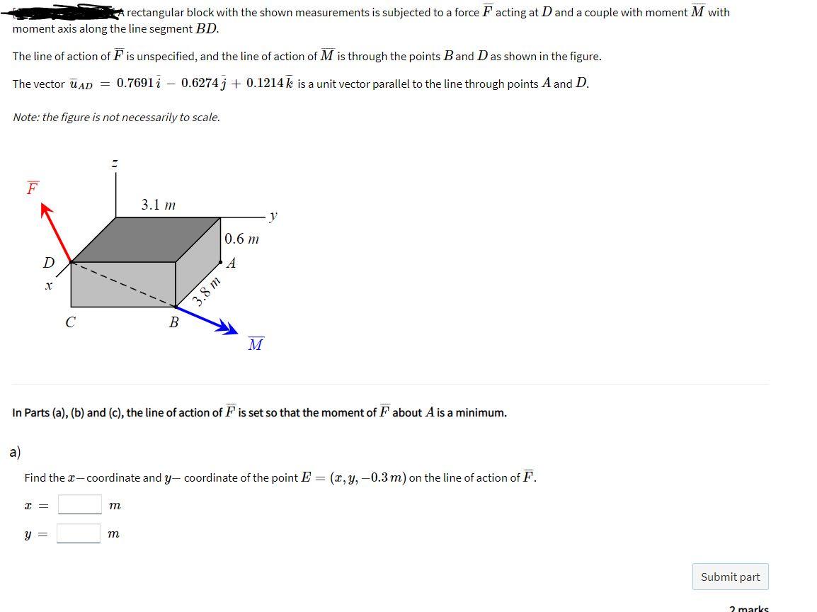 Solved rectangular block with the shown measurements is | Chegg.com