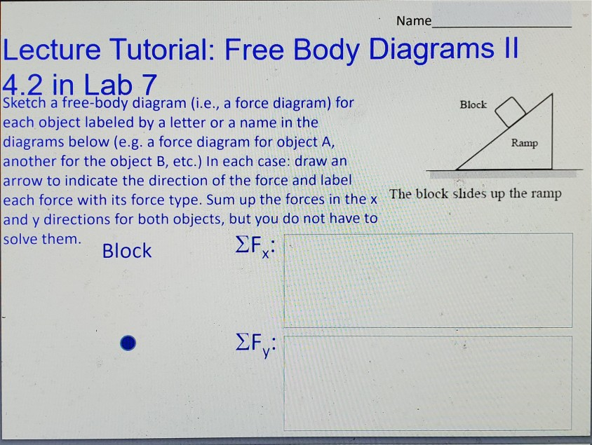 Solved • Name Lecture Tutorial: Free Body Diagrams II 4.2 in | Chegg.com