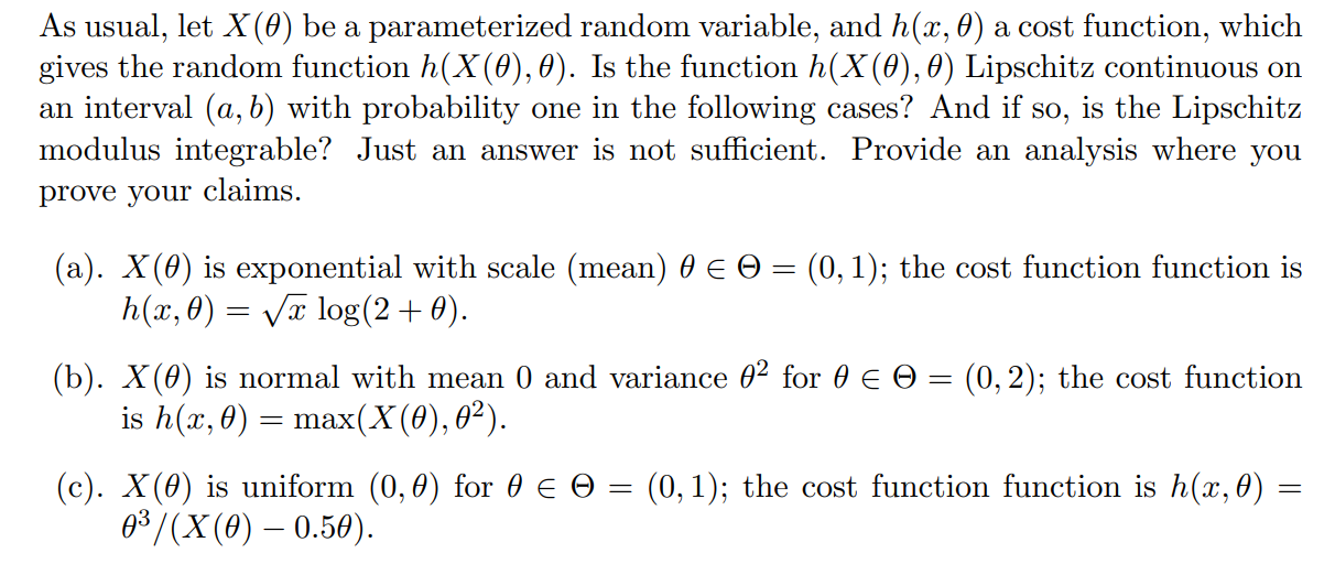 Solved As usual, let X(θ) be a parameterized random | Chegg.com
