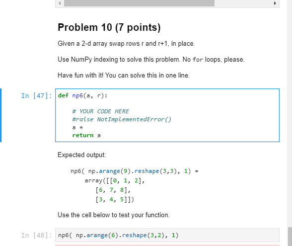 Solved Problem 10 (7 points) Given a 2-d array swap rows r | Chegg.com
