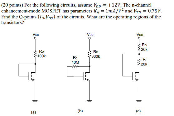 (20 points) For the following circuits, assume | Chegg.com