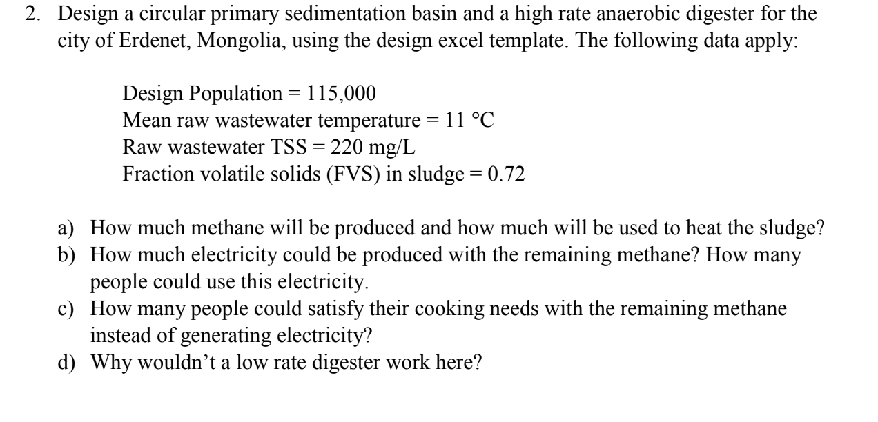 2. Design a circular primary sedimentation basin and | Chegg.com